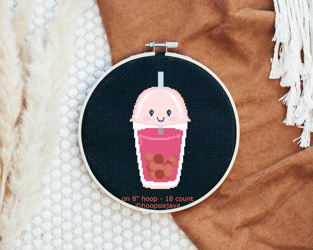 Cross Stitch Pattern Digital Download Cute Boba Kawaii Bubble Pearl ...