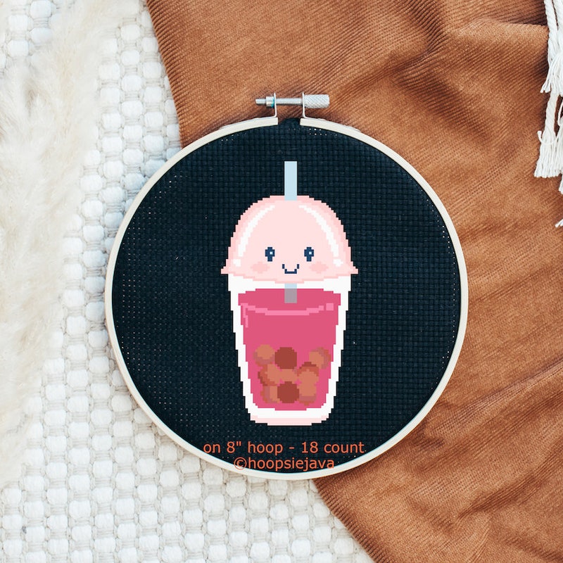 Stitch Drinking Boba - Etsy