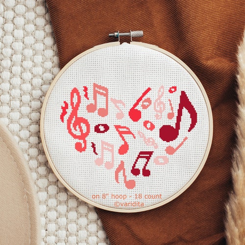 Heart of Musical Notes Cross Stitch Pattern Music Cross - Etsy UK