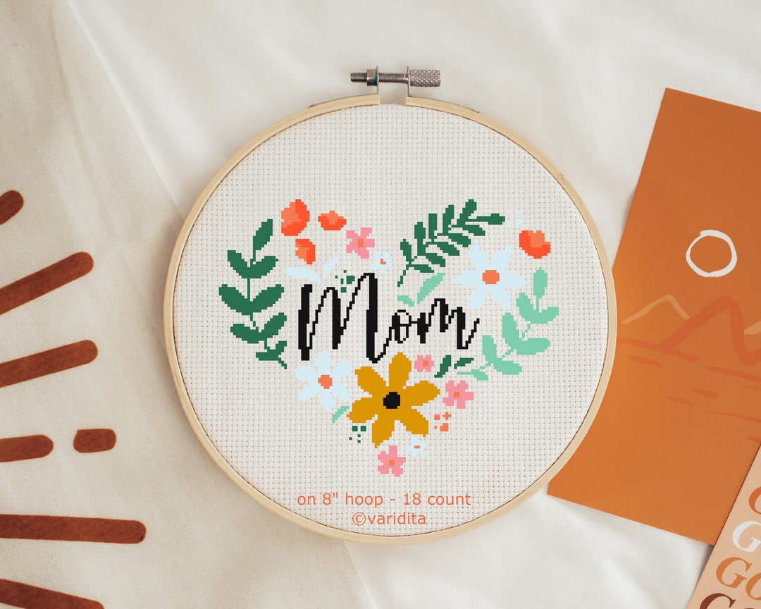 Cross Stitch Pattern Digital Download Cute Mother Mom Flower Floral ...