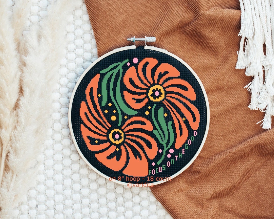 Cross Stitch Pattern Digital Download Cute Boho Focus on the Good ...