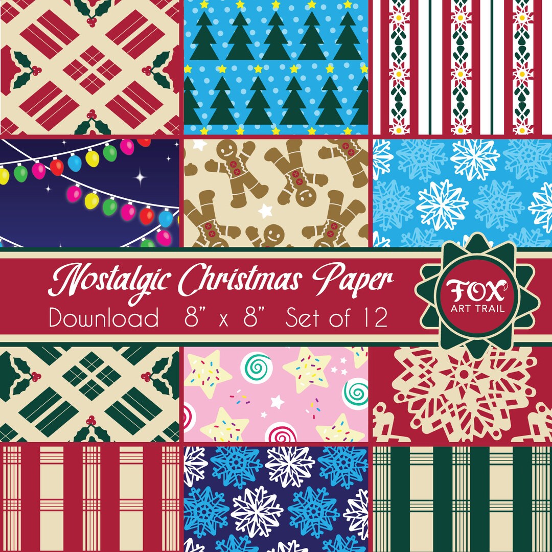 Printable Christmas Papers Set of Twelve 8 Inch by 8 Inch: Cozy Winter ...