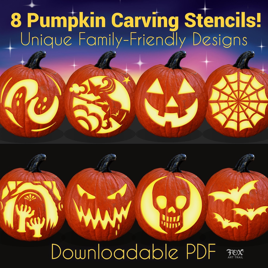 Classic Halloween Pumpkin Carving Stencils: Spooky Family-friendly ...