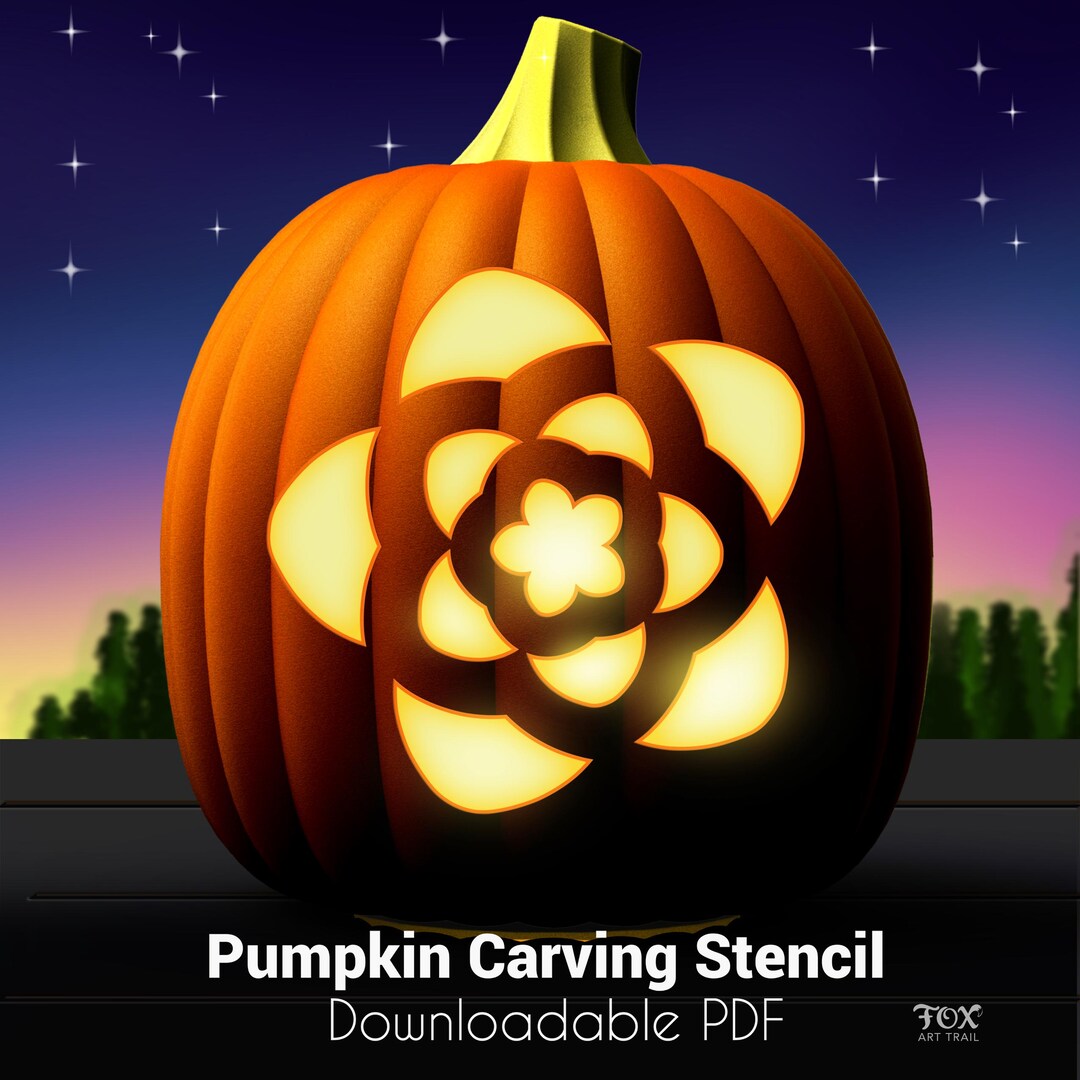 Marigold Pumpkin Carving Stencil: Día De Muertos Design (PDF Pattern ...
