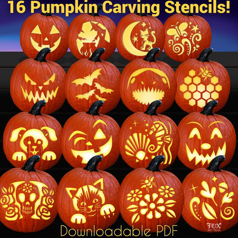 Pumpkin Carving Stencils: 16 Family-friendly Jack-o-lantern Templates ...