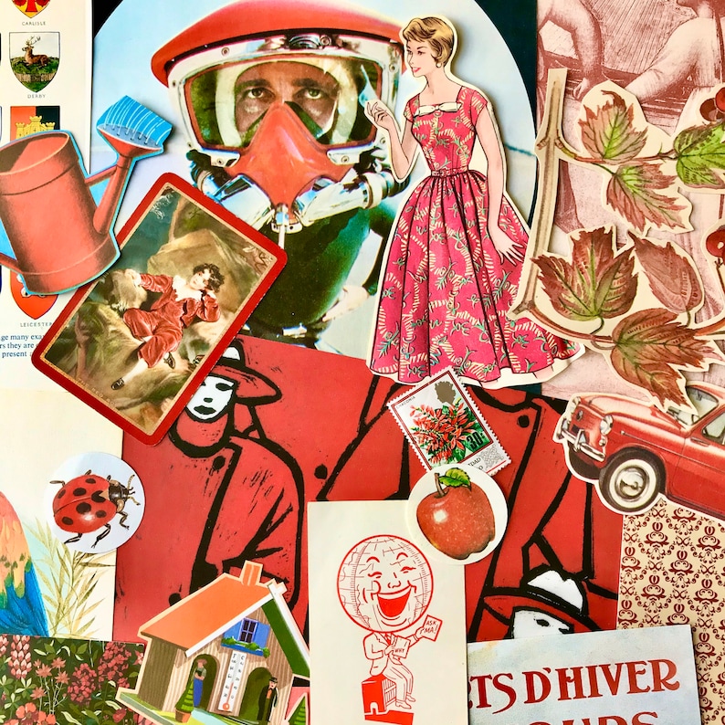 Red Themed Ephemera Vintage Paper Pack Scrapbooking - Etsy