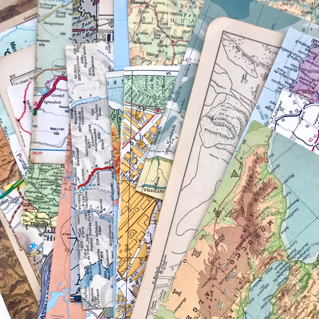 Maps and World Atlas Scrapbooking Kit | Travel Ephemera | Vintage ...