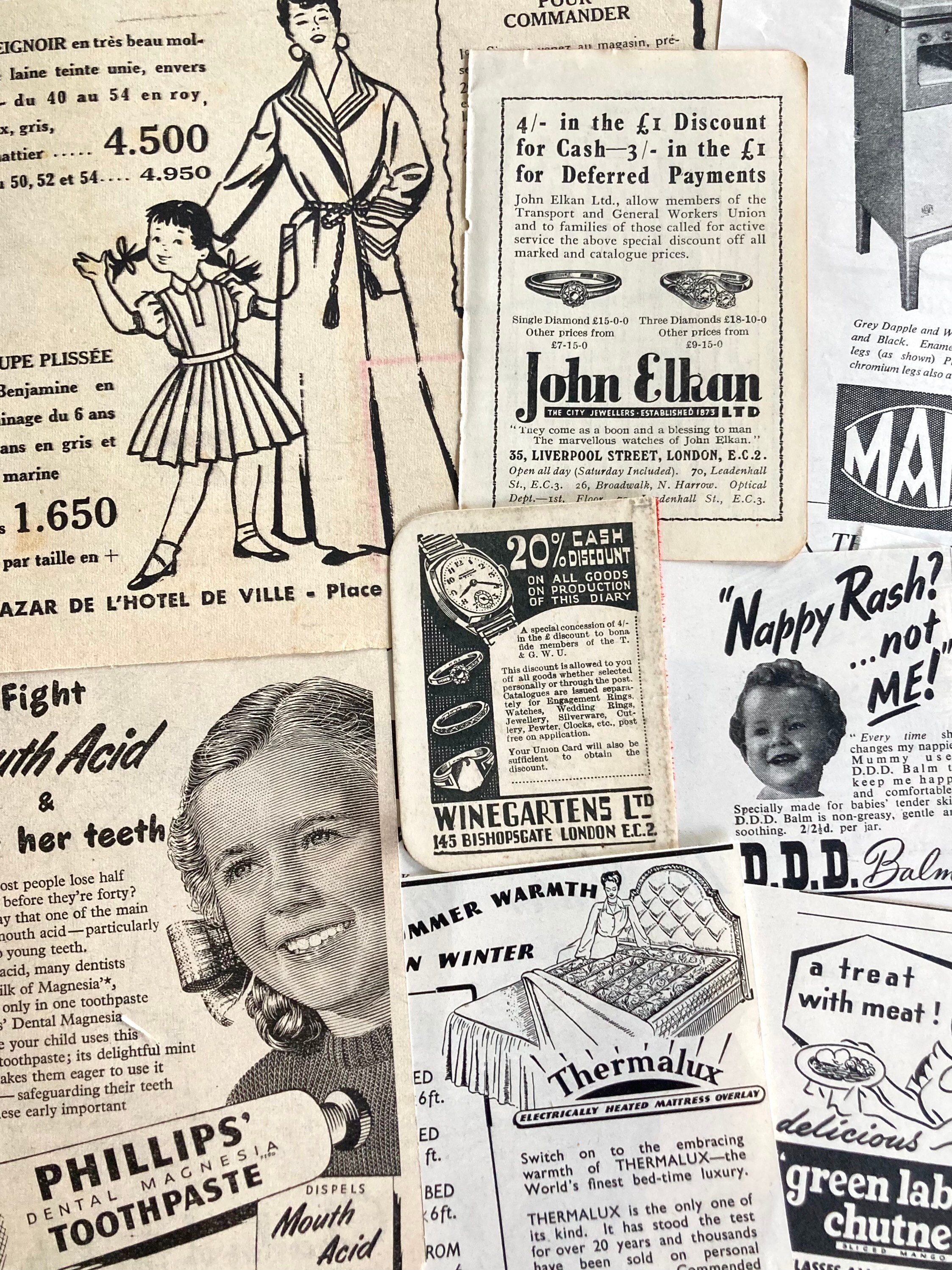 Vintage Adverts Scrapbook Supplies Original Newspaper & Magazine ...