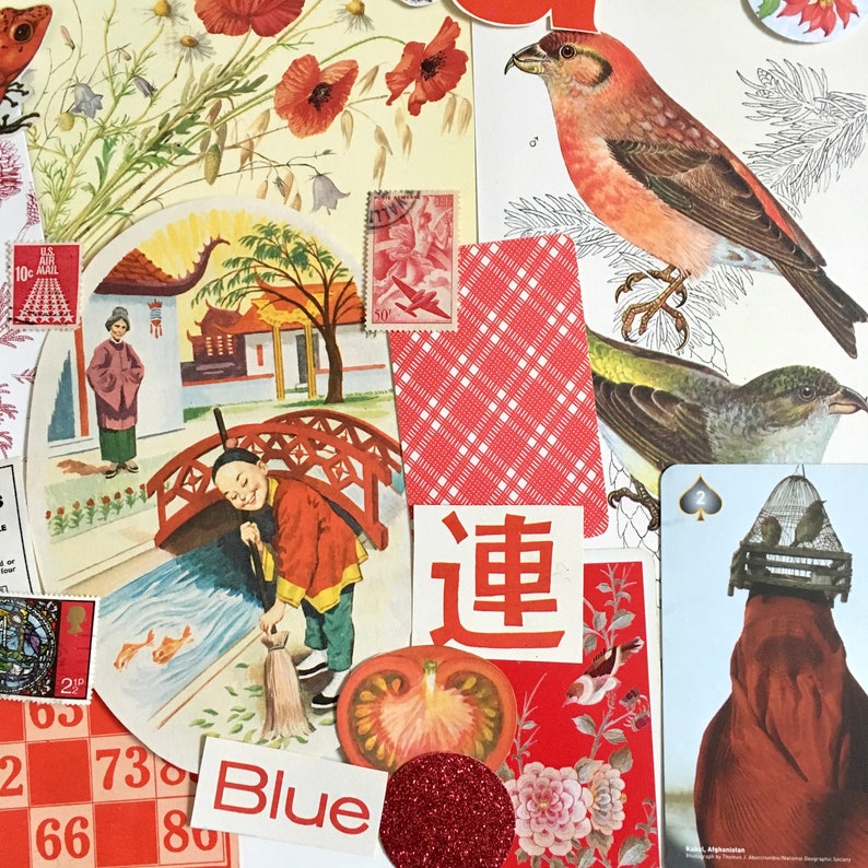 Red Themed Ephemera Vintage Paper Pack Scrapbooking - Etsy