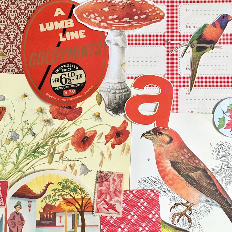 Red Themed Ephemera Vintage Paper Pack Scrapbooking - Etsy