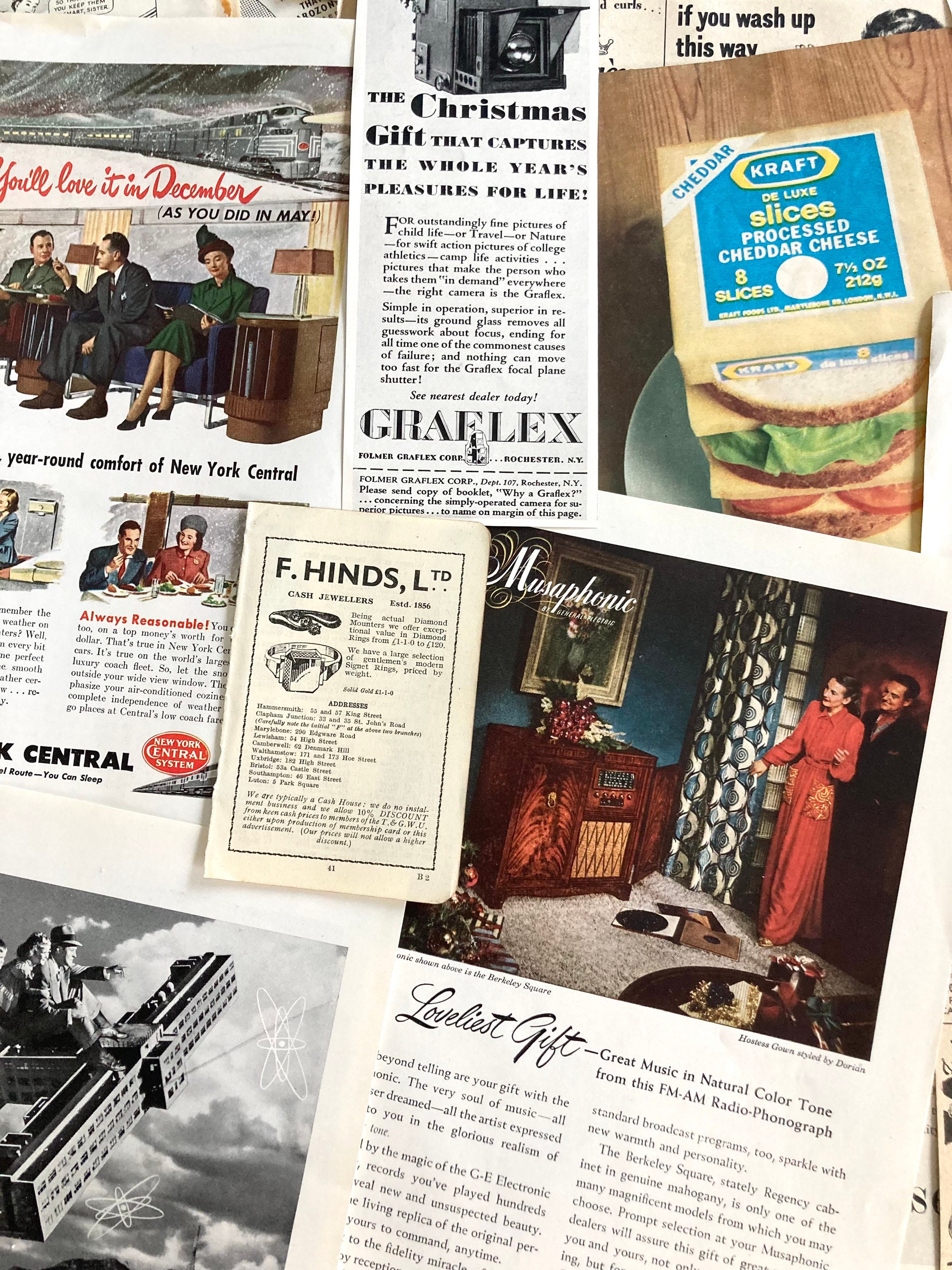 Vintage Adverts Scrapbook Supplies Original Newspaper & Magazine ...
