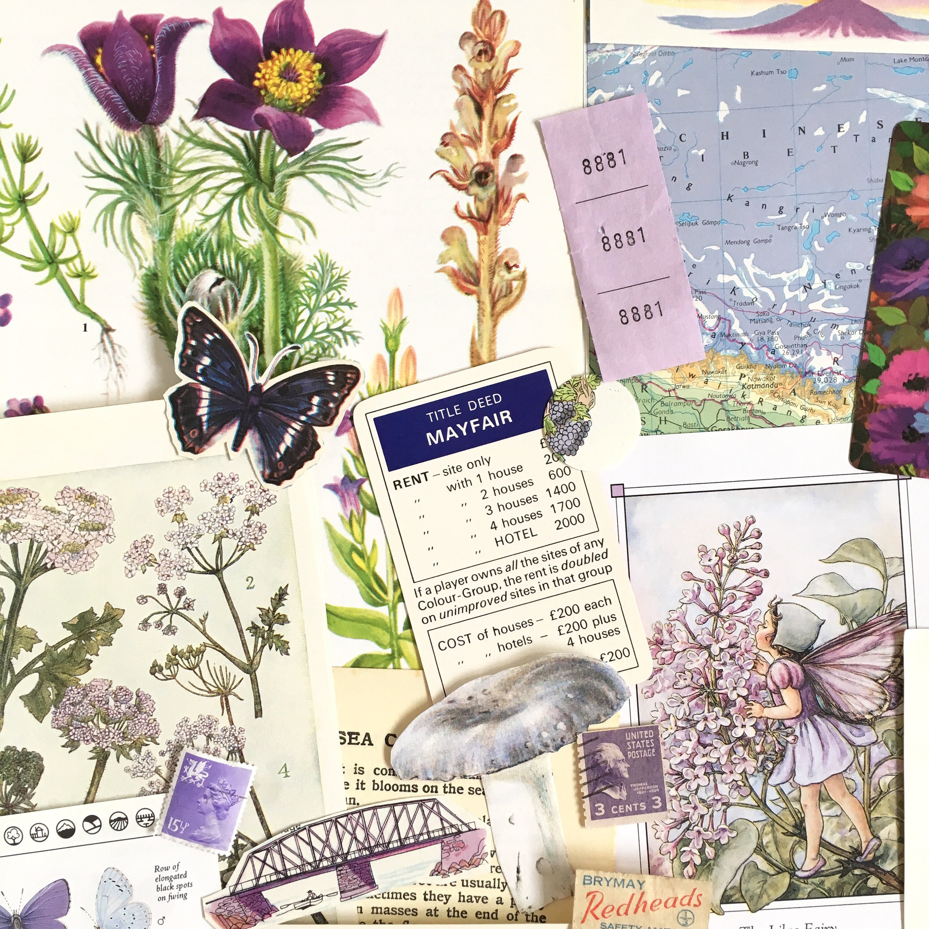 Purple and Lilac Themed Ephemera Vintage Paper Pack - Etsy