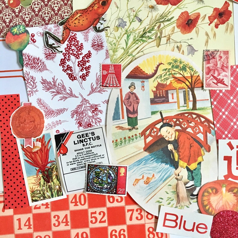 Red Themed Ephemera Vintage Paper Pack Scrapbooking - Etsy