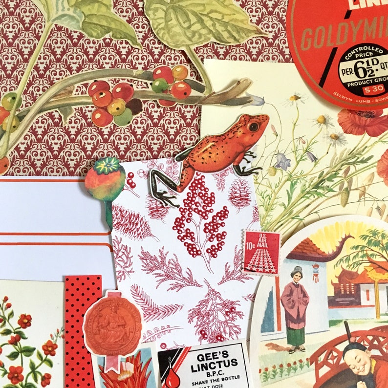 Red Themed Ephemera Vintage Paper Pack Scrapbooking - Etsy