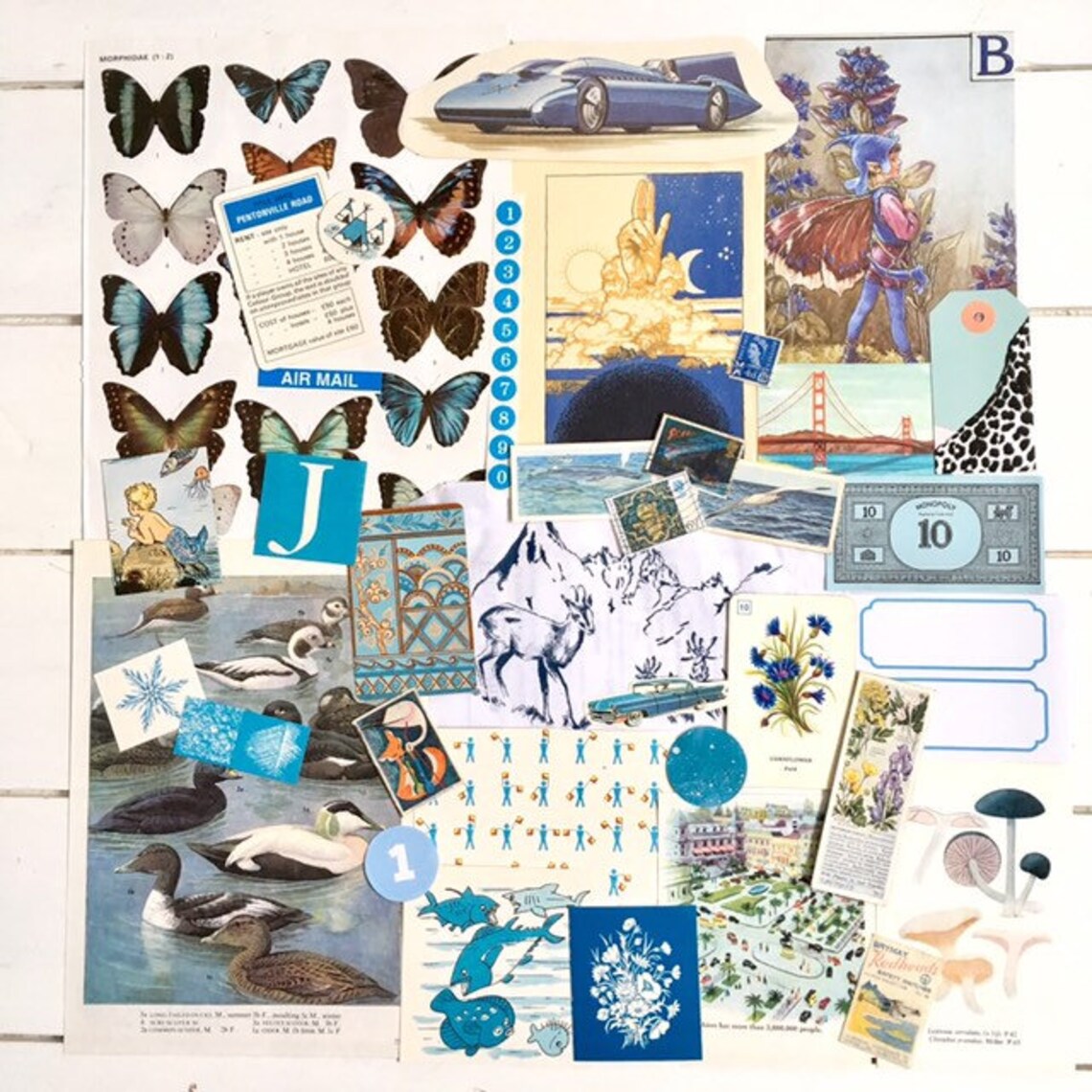 Blue Themed Ephemera | Vintage Paper Pack | Scrapbooking Supplies ...