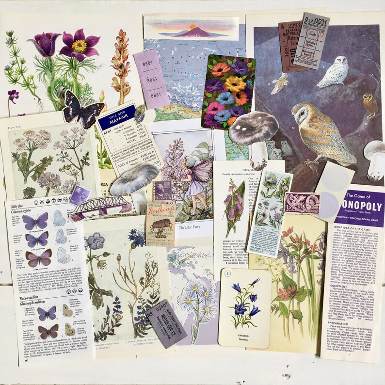 Purple and Lilac Themed Ephemera Vintage Paper Pack - Etsy