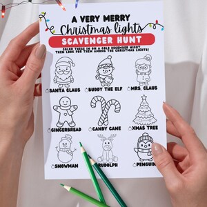 Christmas Lights Scavenger Hunt - Coloring Page - Printable - Digital ...