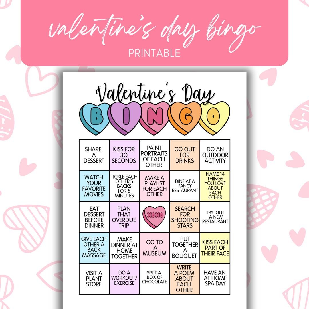 Valentine's Day BINGO Card - Printable - Date Night - Valentine's Day ...