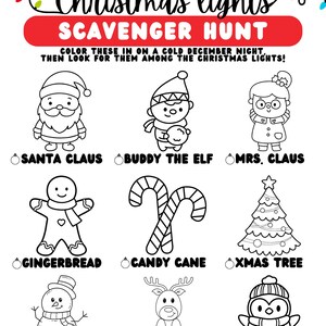 Christmas Lights Scavenger Hunt - Coloring Page - Printable - Digital ...