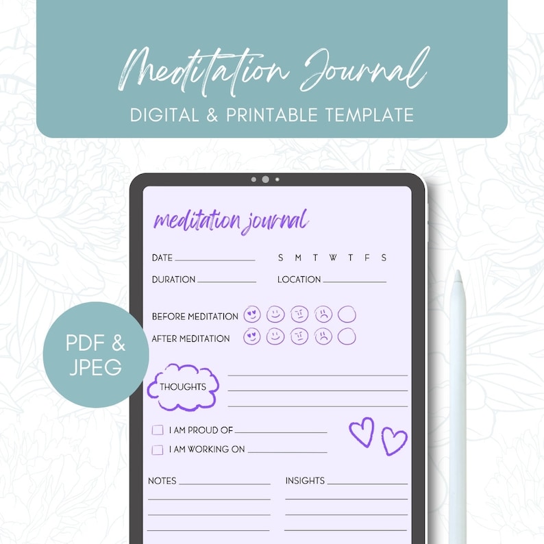 Meditation Journal Template Digital Download 8.5x11 - Etsy