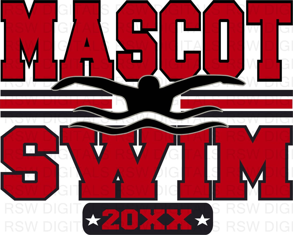 Customizable Mascot Swim Team PNG, School Spirit Design (digital ...