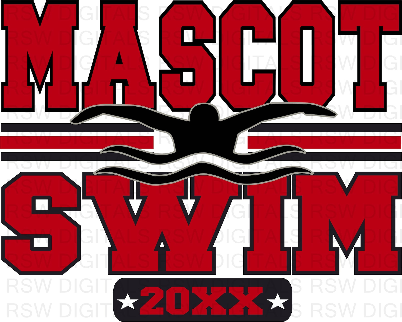 Customizable Mascot Swim Team PNG, School Spirit Design (digital ...