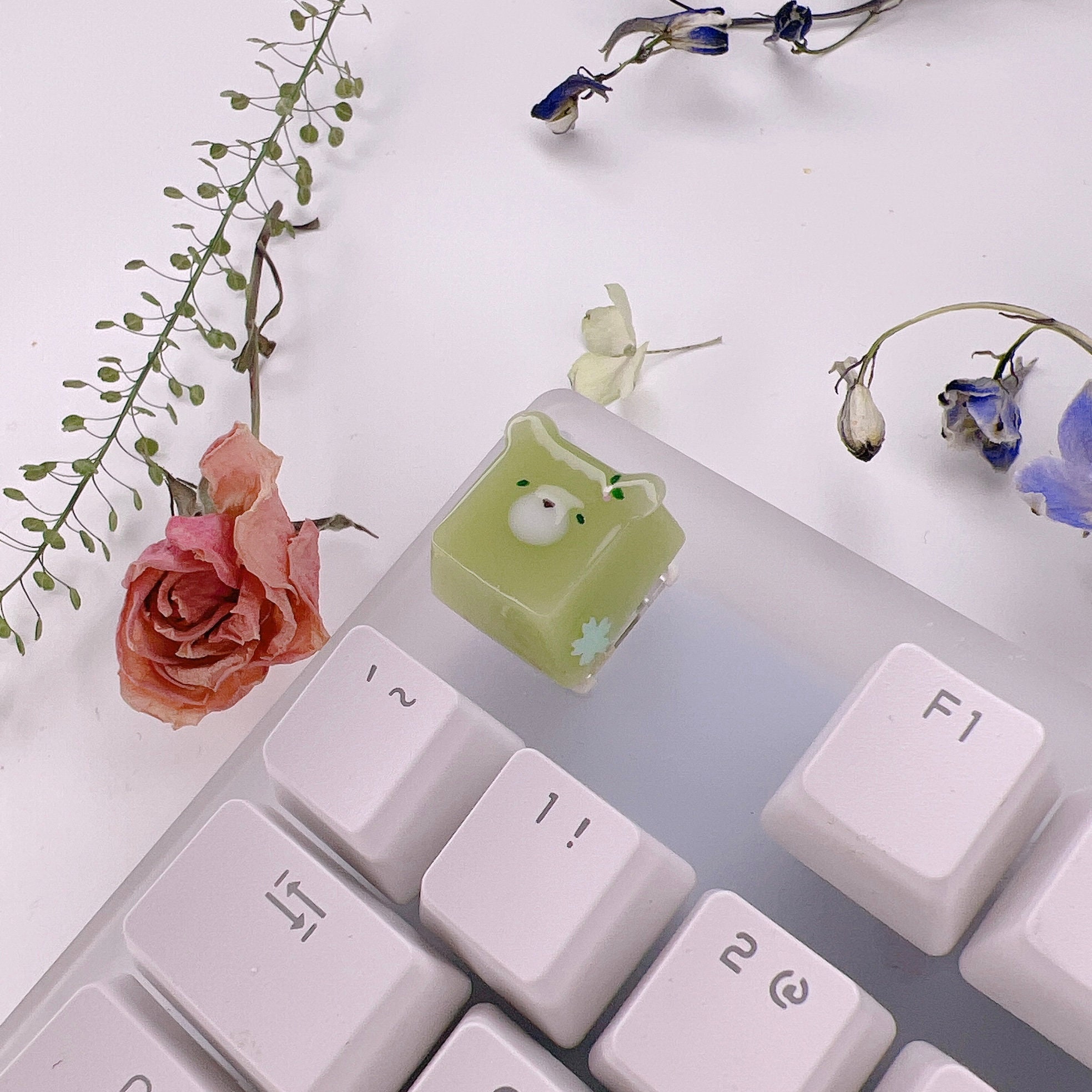 Green Tea Bear Artisan Keycap Kawaii Keycaps Cute Keycaps - Etsy UK