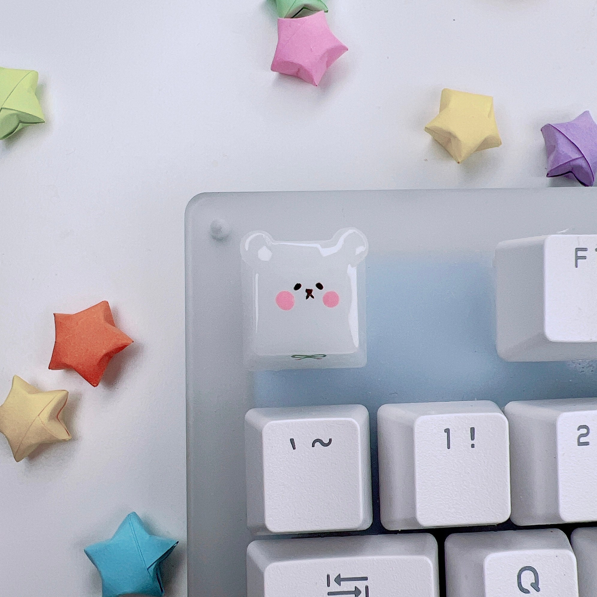 Milk the Bear Artisan Keycap: Kawaii Handmade Keyboard Accessory - Etsy