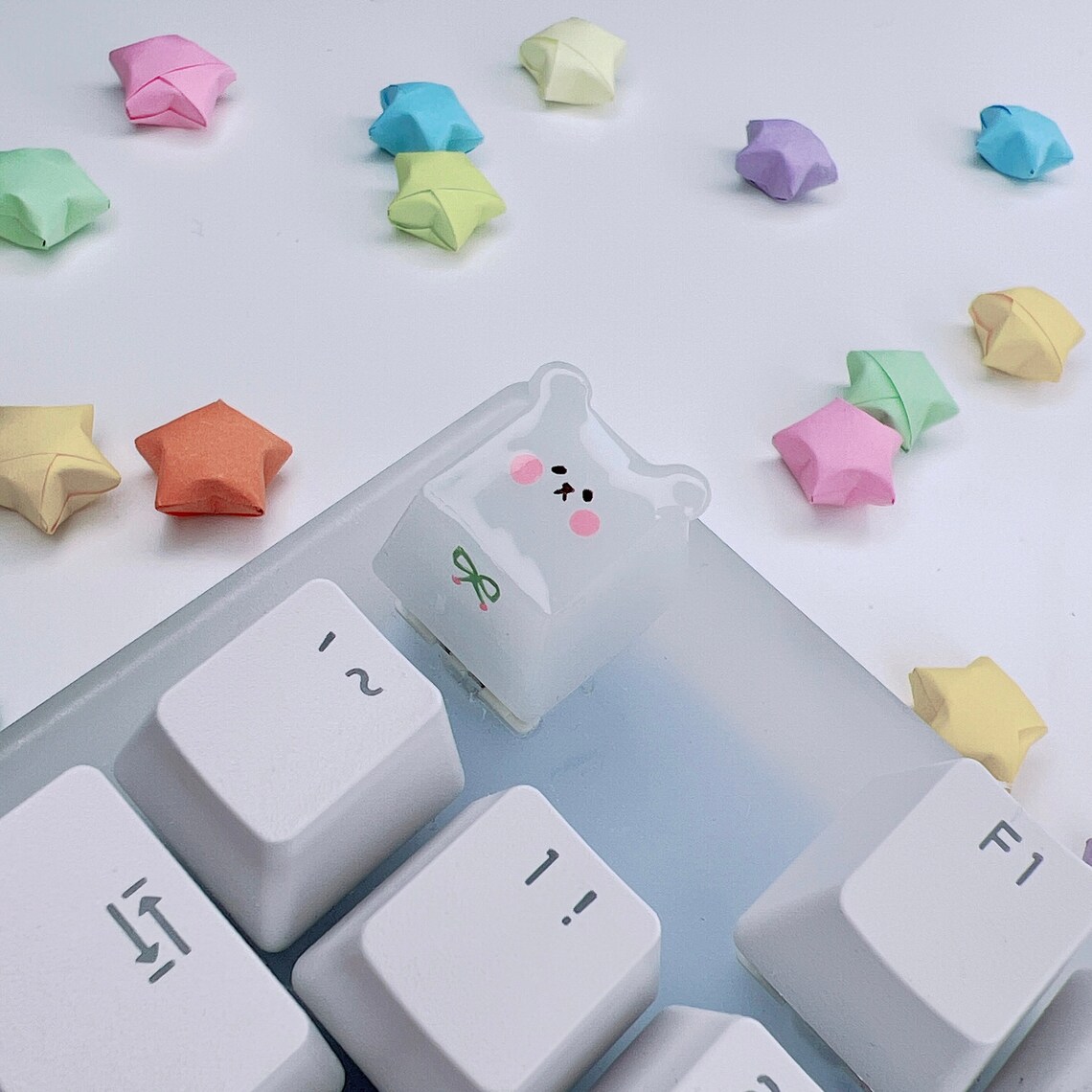 Milk the Bear Artisan Keycap: Kawaii Handmade Keyboard Accessory - Etsy