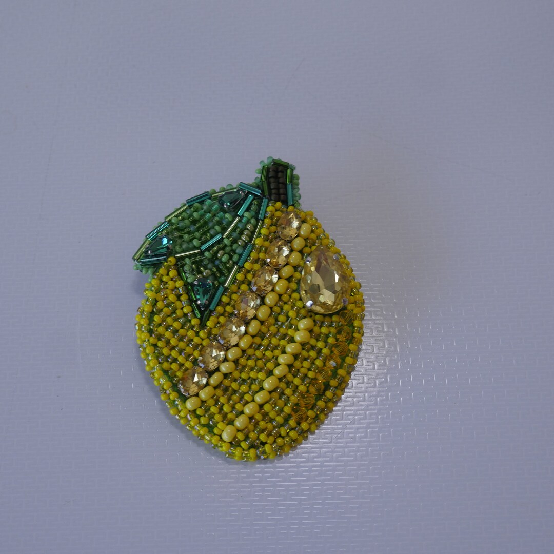 Crystal Lemon Brooch Lemon Art Deco Czech Glass Beads - Etsy