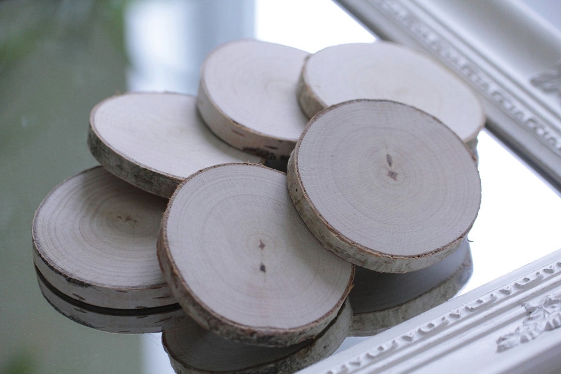 Set of 25 Birch Slices Rustic Wedding Decor Wooden Slabs - Etsy