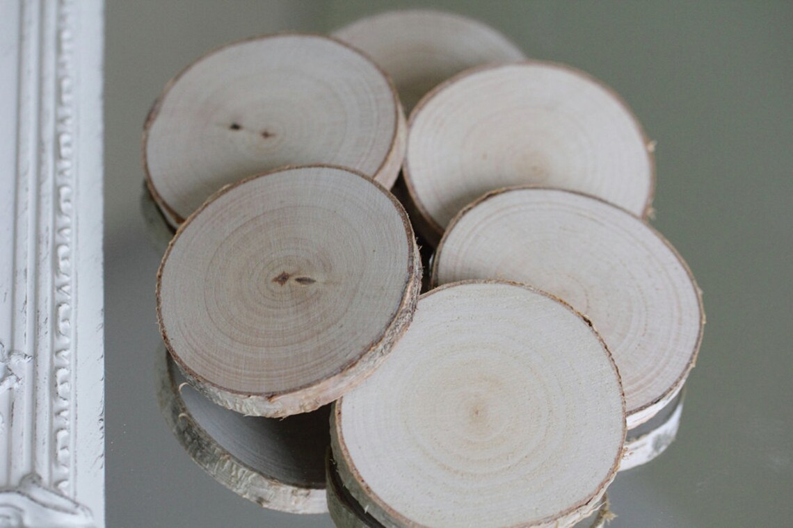Set of 25 Birch Slices Rustic Wedding Decor Wooden Slabs - Etsy