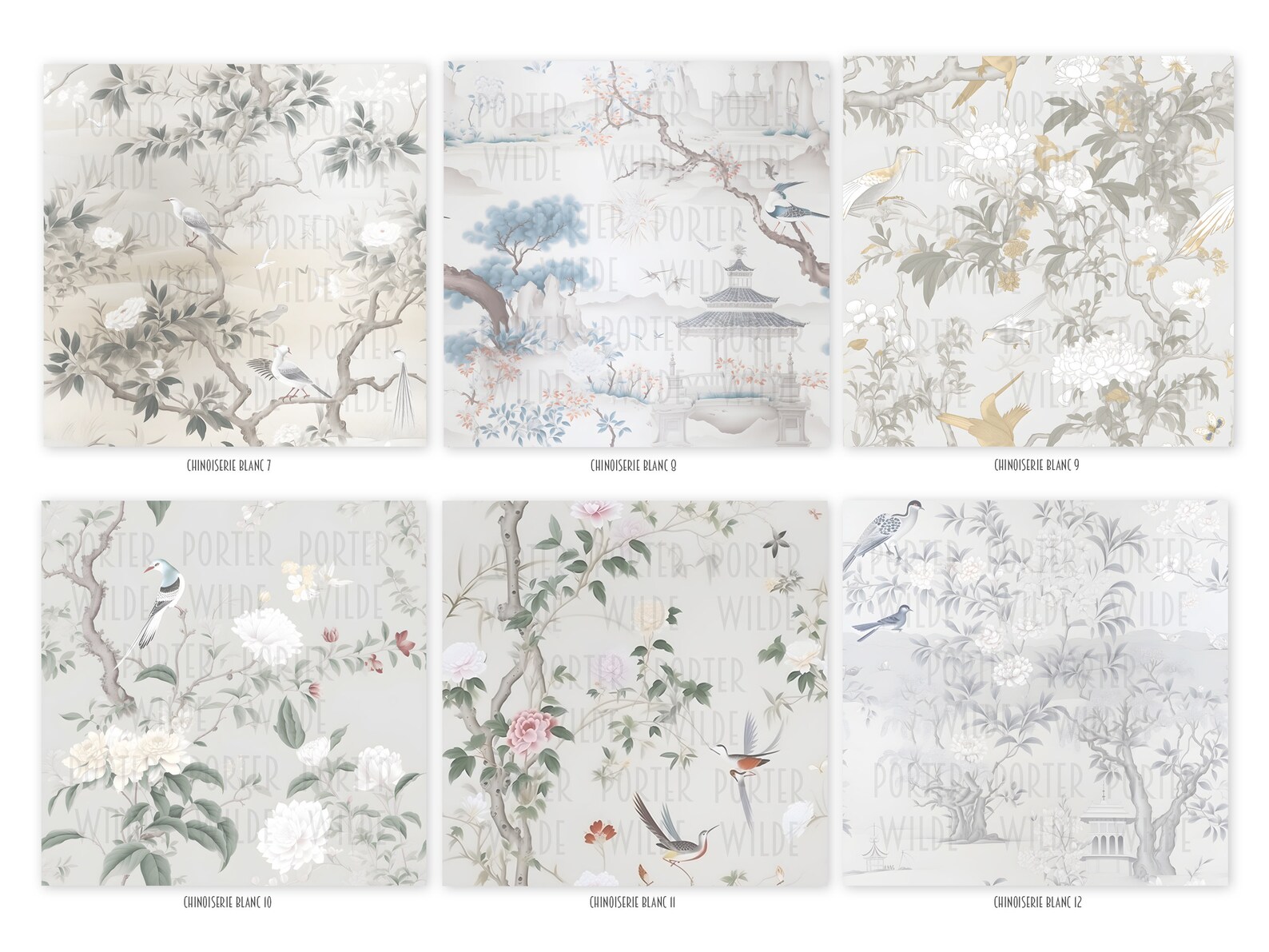 White Chinoiserie Digital Paper, Seamless Scrapbook Paper, Wedding ...