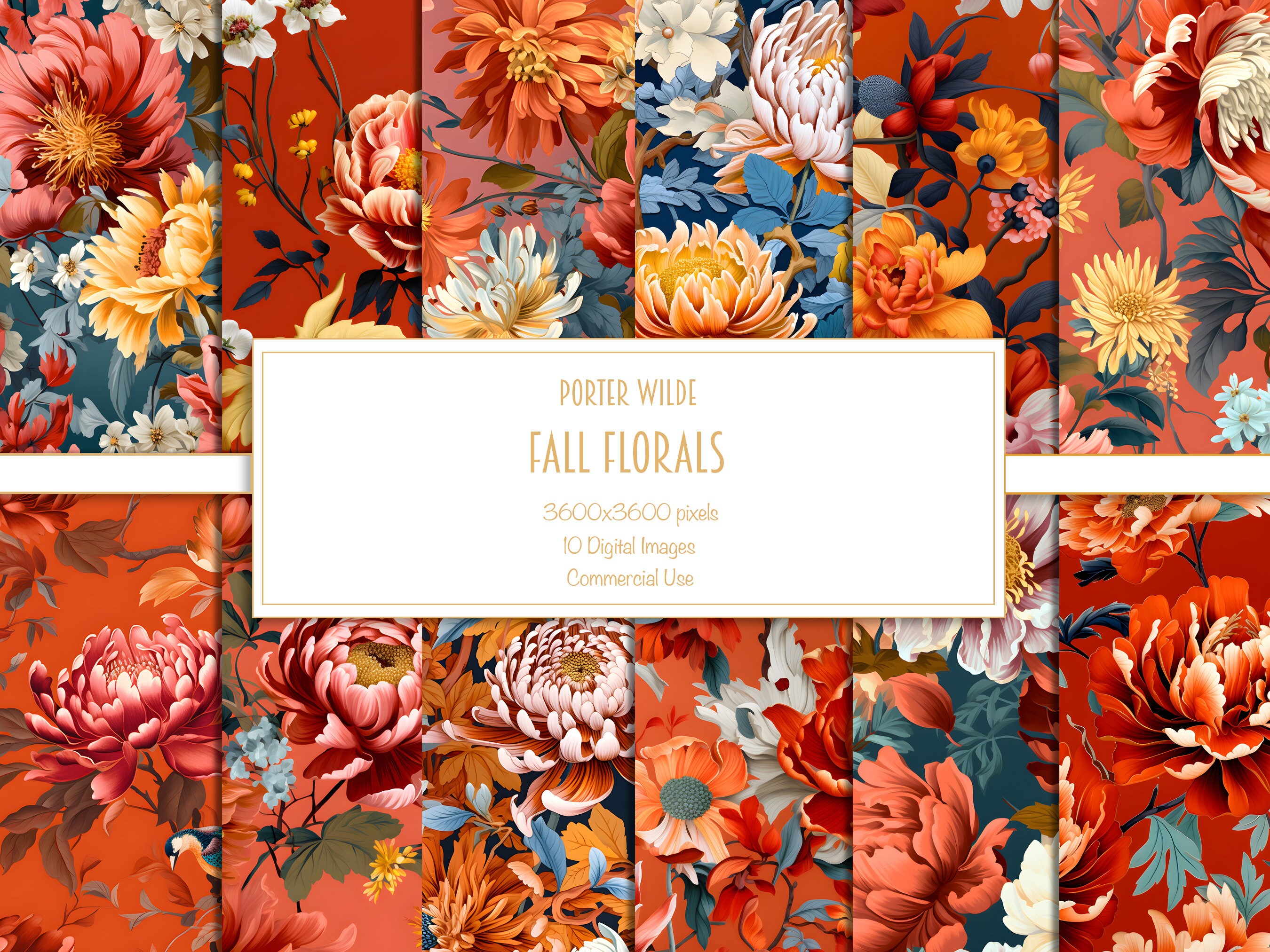 Fall Florals Digital Paper Seamless Scrapbook Paper Digital - Etsy