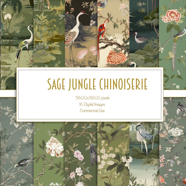 Chinoiserie Seamless Clipart - Etsy