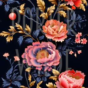 Black Chinoiserie Digital Paper, Seamless Repeating Pattern ...