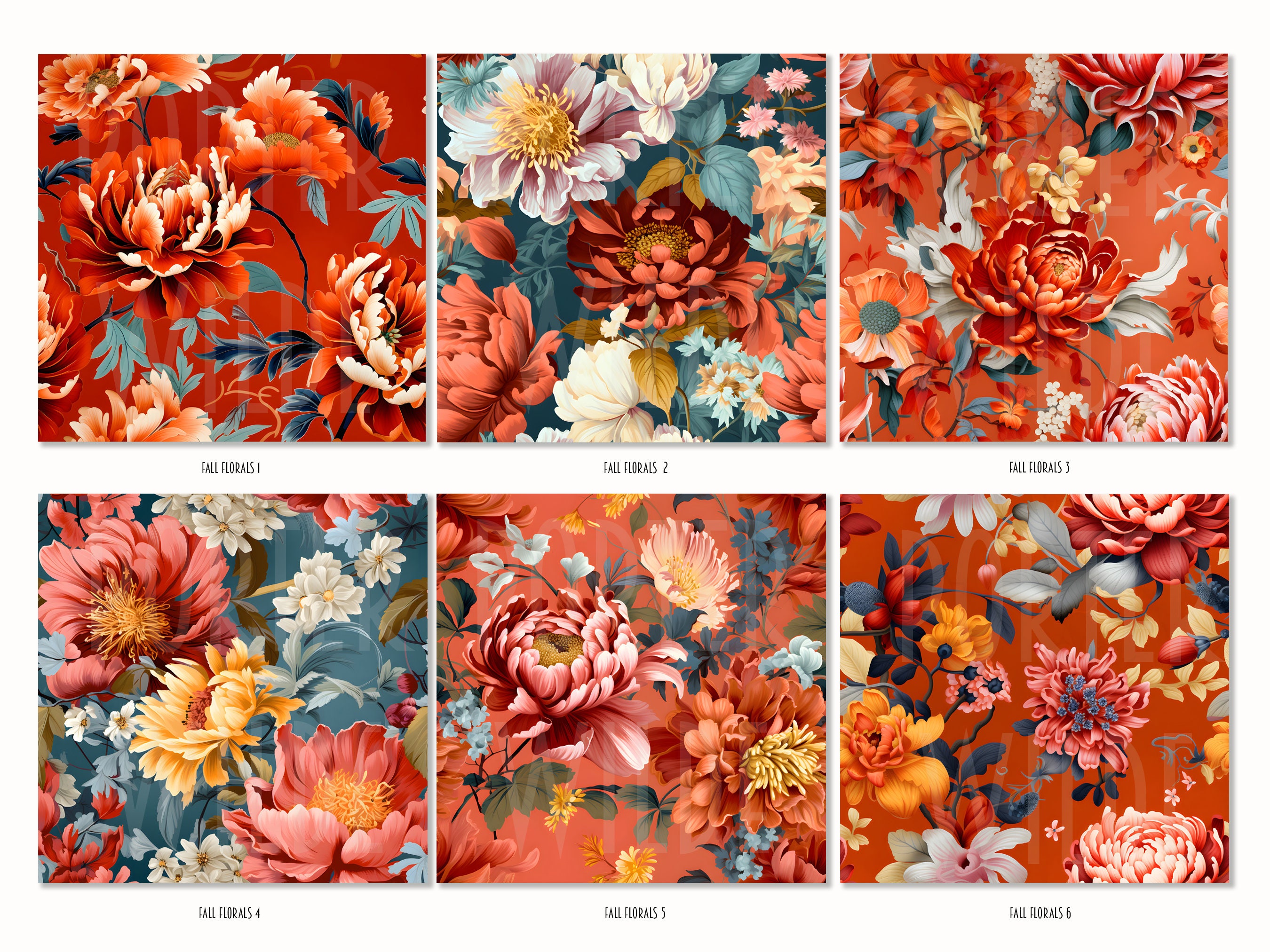 Fall Florals Digital Paper Seamless Scrapbook Paper Digital - Etsy