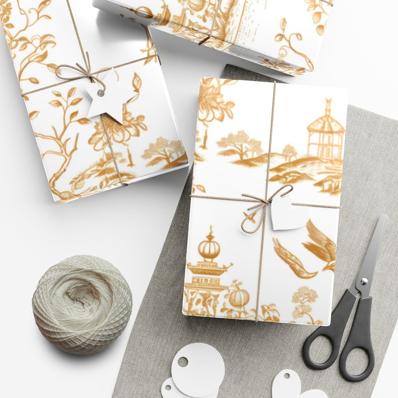 Gold Chinoiserie Wrapping Paper Gold Pattern Wrapping Paper - Etsy
