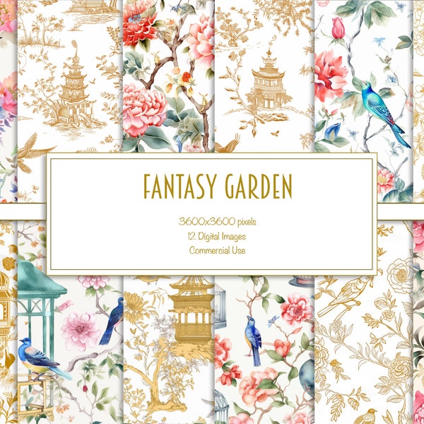 Chinoiserie Digital Paper - Etsy