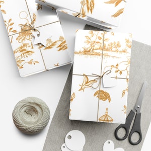 Gold Chinoiserie Wrapping Paper Gold Pattern Wrapping Paper - Etsy