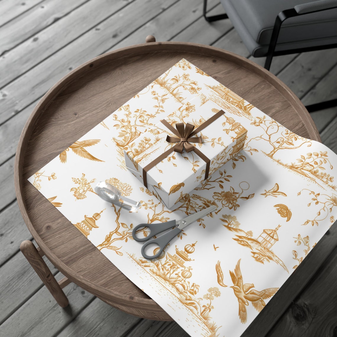 Gold Chinoiserie Wrapping Paper Gold Pattern Wrapping Paper - Etsy