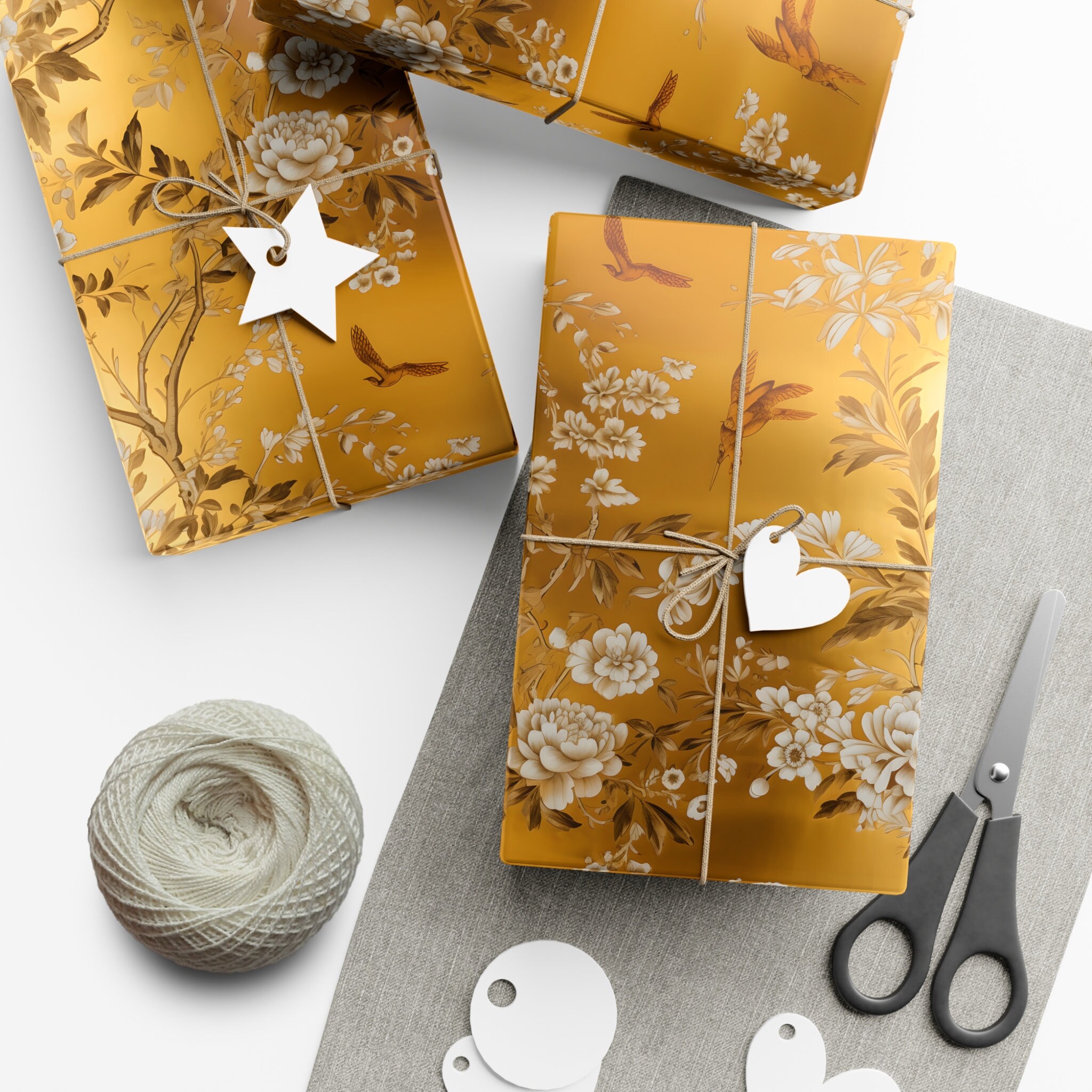 Gold Chinoiserie Wrapping Paper, Gold Christmas Wrapping Paper, Elegant ...