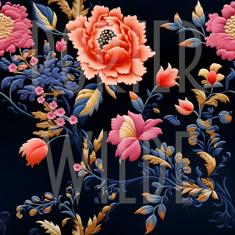 Black Chinoiserie Digital Paper, Seamless Repeating Pattern ...