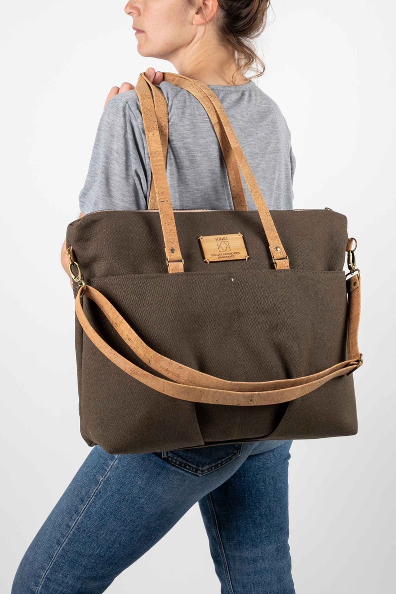 Canvas Computer Bag for Women, Personalized Laptop Shoulder Bag, Extra ...