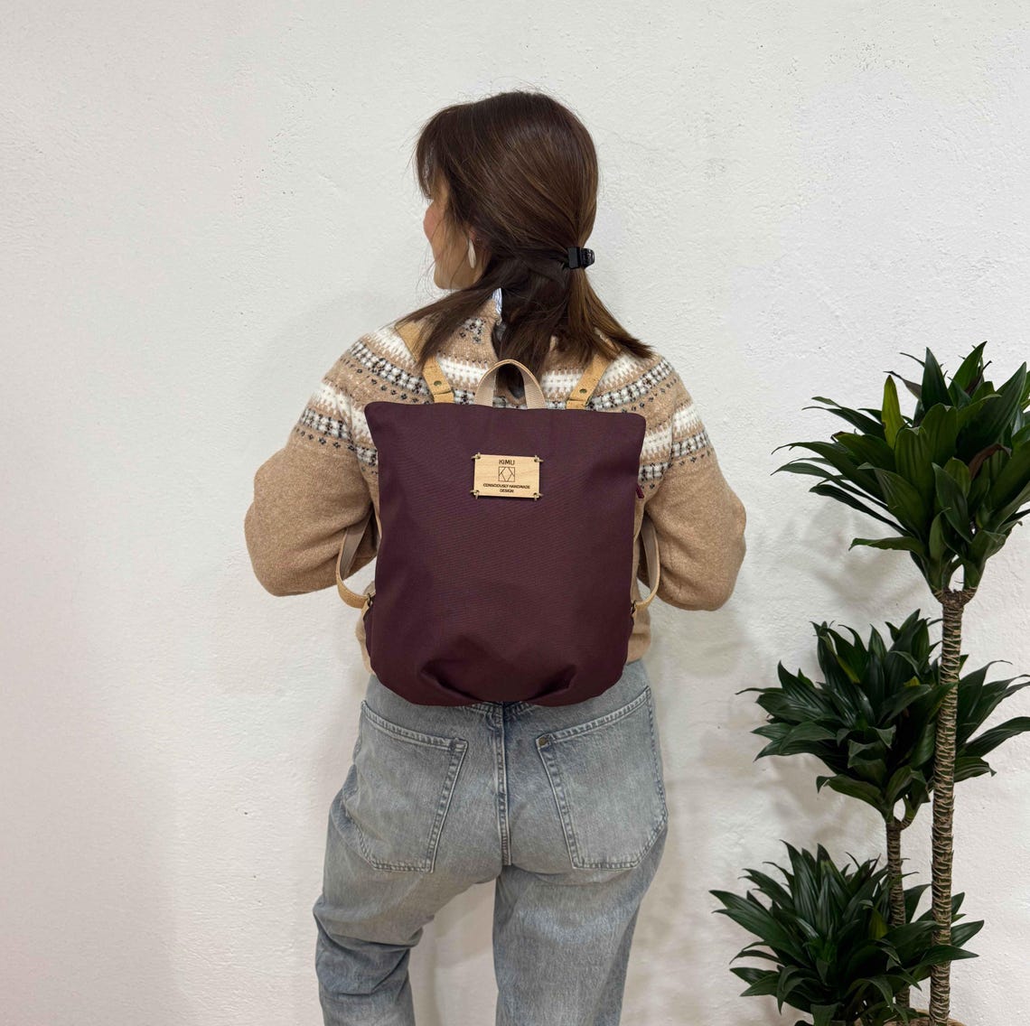 Small Canvas Backpack, Fabric Vegan Backpack, Cotton Rucksack Women ...
