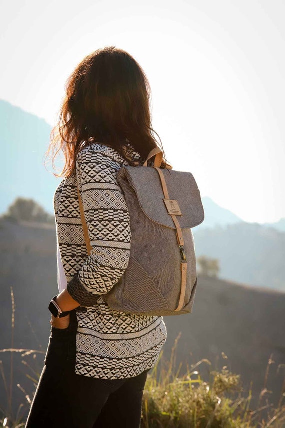 Sustainable Backpack Boho Recycled Canvas Rucksack Women Eco - Etsy
