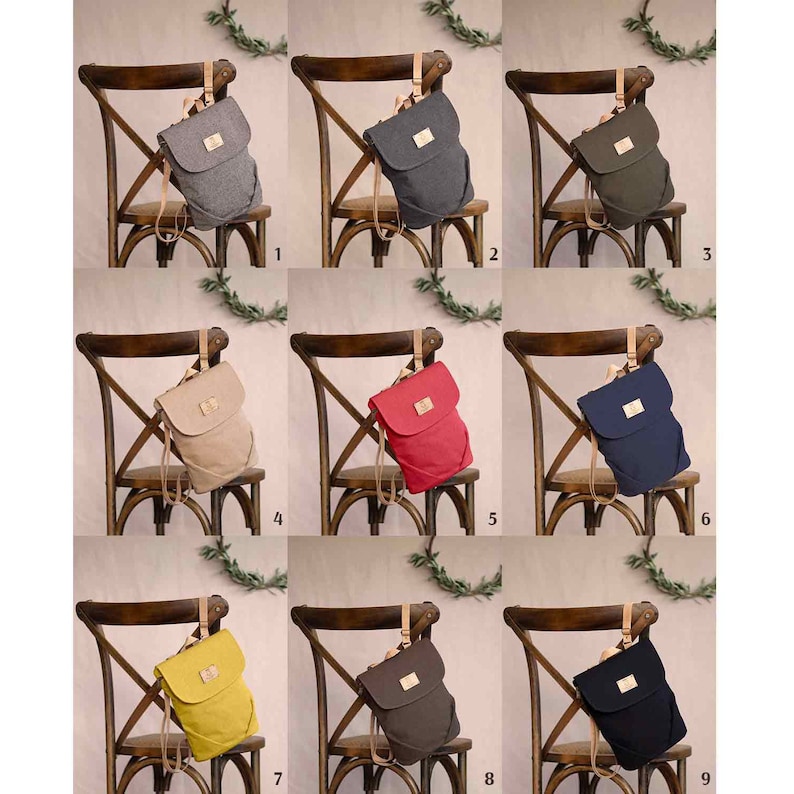 Canvas Rucksack Mini Small Backpack for Women Canvas | Etsy