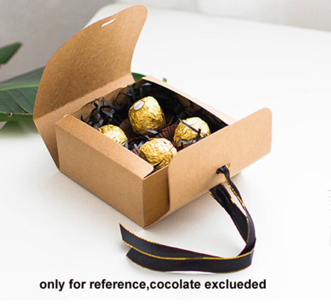 Kraft Paper Gift Boxes W/ Ribbon in Gold/silver sweet - Etsy