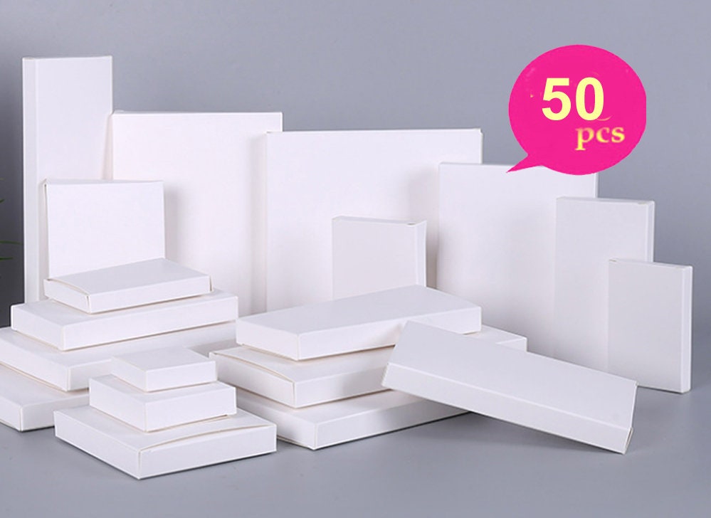 50pcs White Kraft Paper Box Small Jewelry Wedding Chocolate - Etsy