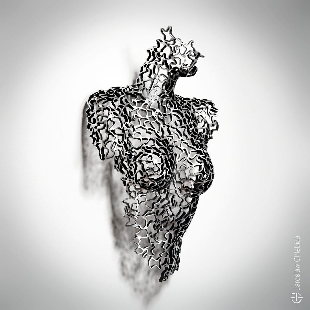 3D Wall Sculpture – Abstract Female Torso – Modern Lace Metal Wall Art ...